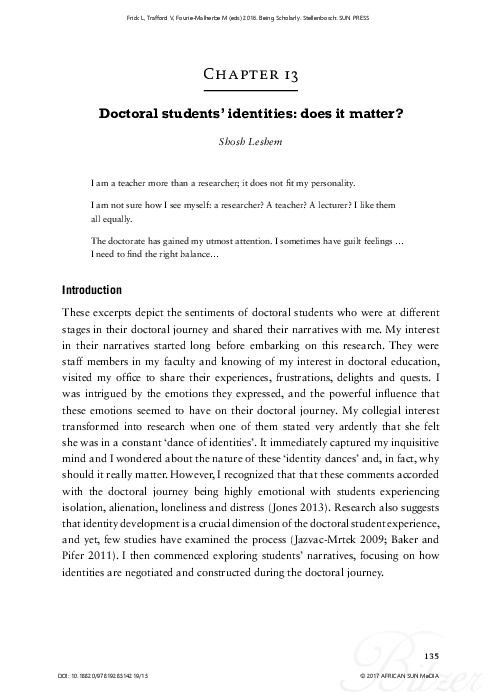 (PDF) Doctoral Students' Identities: Does it Matter?