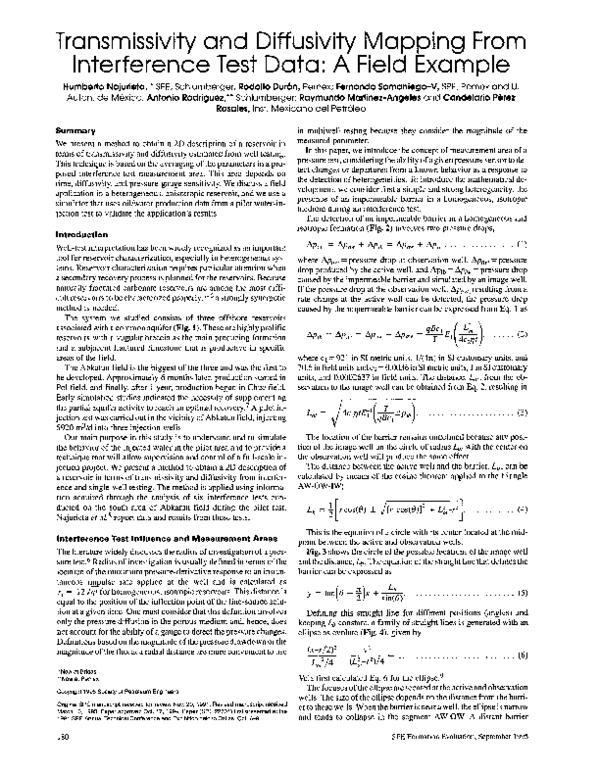 (PDF) Transmissivity and Diffusivity Mapping From Interference Test ...