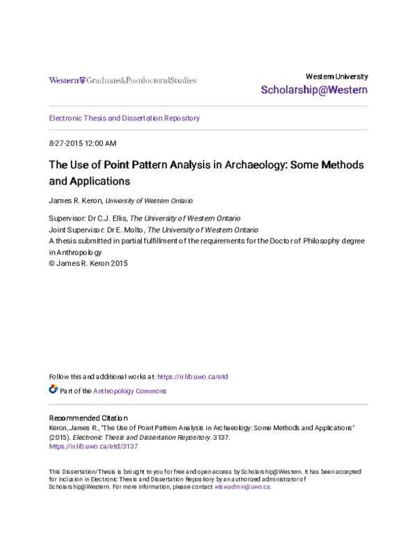 (PDF) The Use of Point Pattern Analysis in Archaeology: Some Methods ...