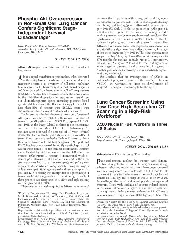 (PDF) Lung Cancer Screening Using Low-Dose High-Resolution CT Scanning ...
