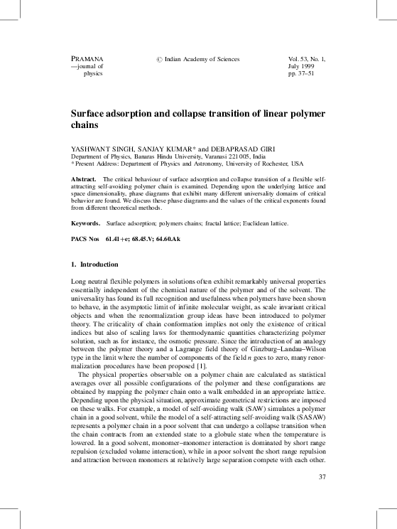 (PDF) Surface adsorption and collapse transition of a linear polymer ...