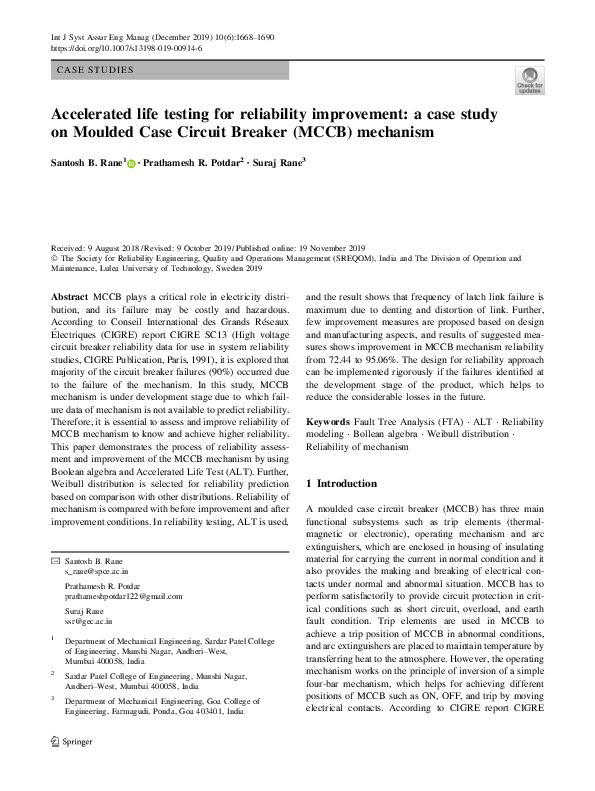 (PDF) Accelerated life testing for reliability improvement: a case ...