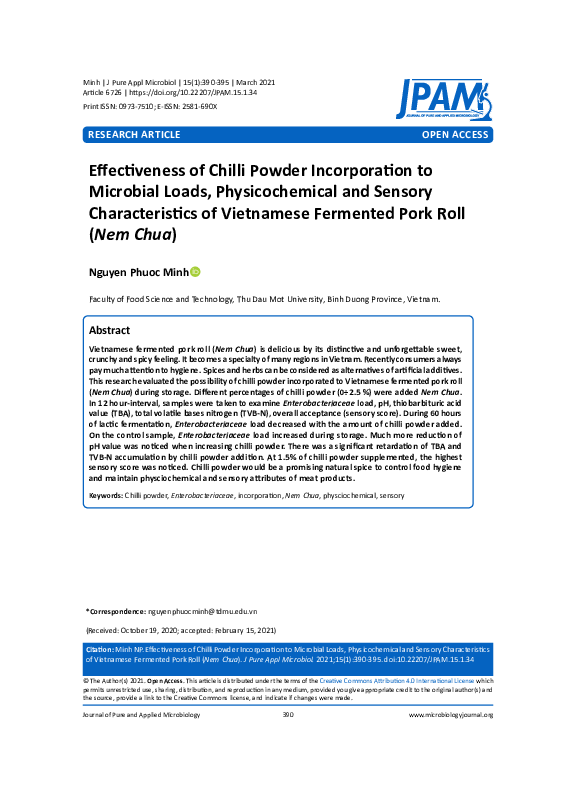 (PDF) Effectiveness of Chilli Powder Incorporation to Microbial Loads ...