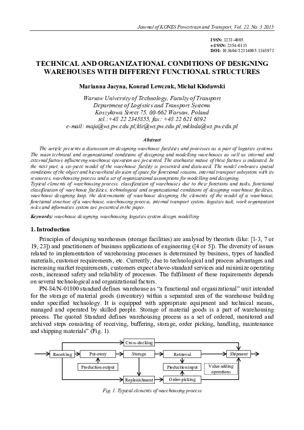 (PDF) Technical and organizational conditions of designing warehouses ...