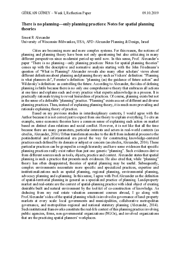 (PDF) There is no planning-only planning practices: Notes for spatial ...