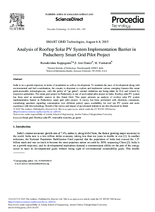 (PDF) Analysis of Rooftop Solar PV System Implementation Barrier in ...