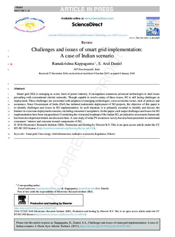 (PDF) Challenges and issues of smart grid implementation: A case of Indian scenario