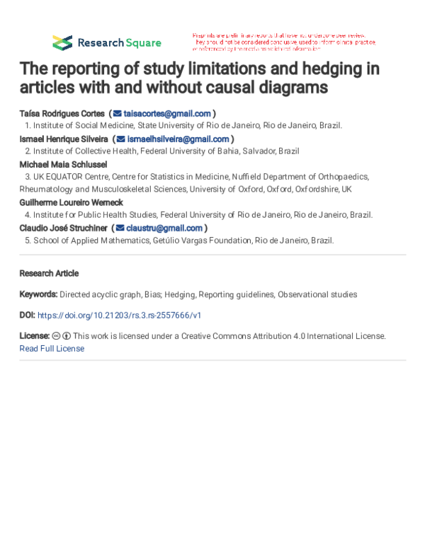 (PDF) The reporting of study limitations and hedging in articles with ...