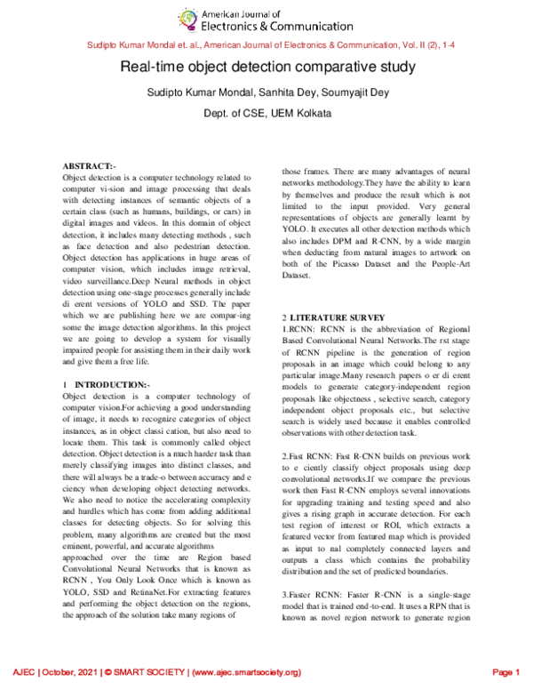 (PDF) Real-time object detection comparative study