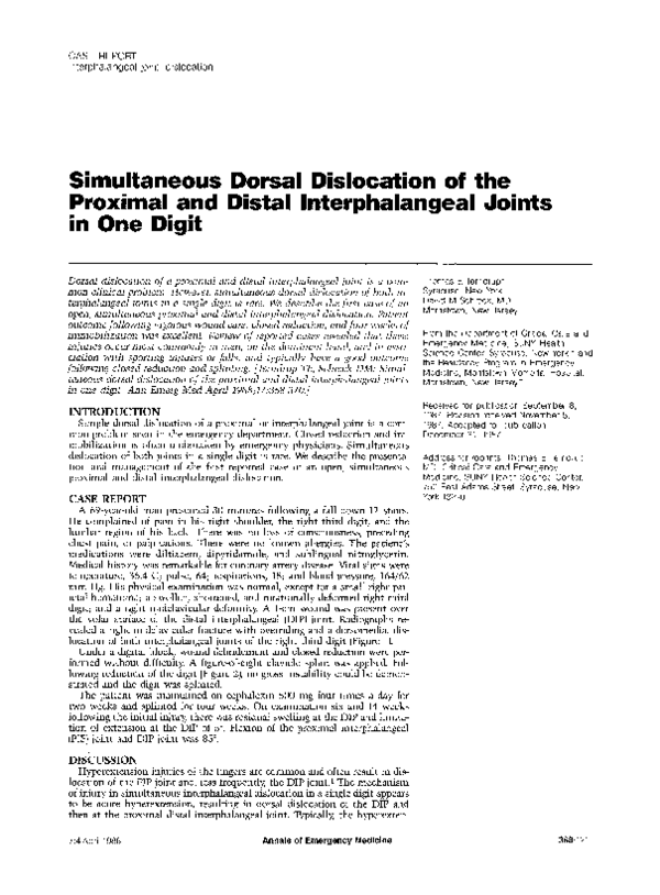 (PDF) Simultaneous dorsal dislocation of the proximal and distal ...