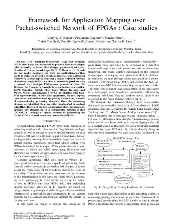 (PDF) Framework for Application Mapping over Packet-Switched Network of FPGAs: Case Studies