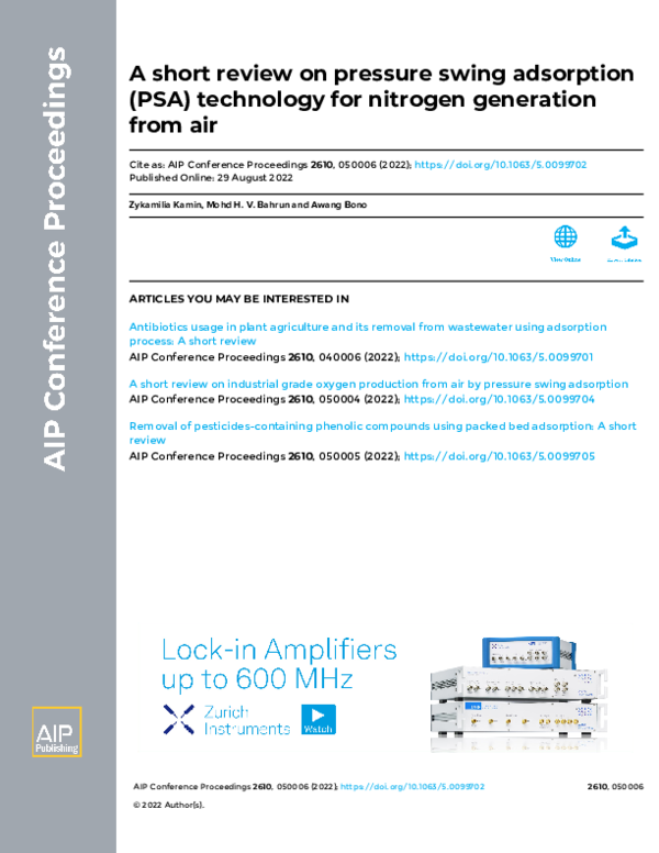(PDF) A short review on pressure swing adsorption (PSA) technology for ...