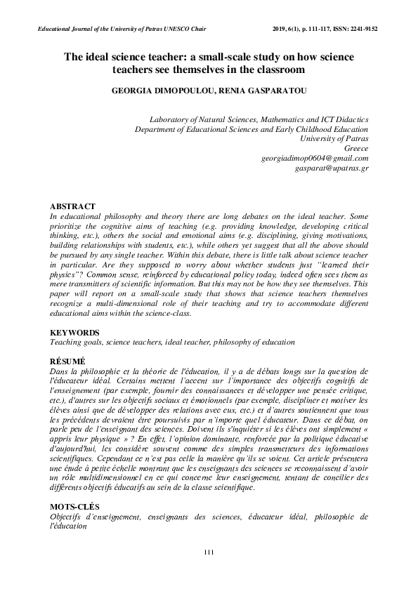 (PDF) The ideal science teacher: a small-scale study on how science ...