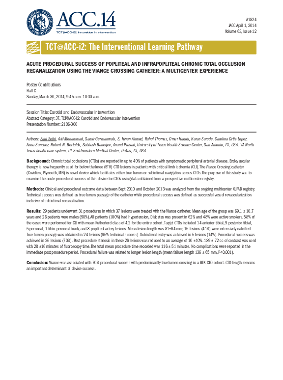 (PDF) Acute Procedural Success of Popliteal and Infrapopliteal Chronic ...
