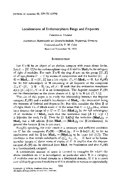 (PDF) Localizations of endomorphism rings and fixpoints