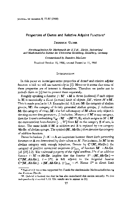(PDF) Properties of dense and relative adjoint functors