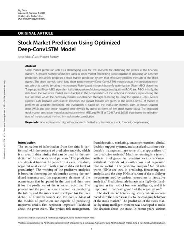 (PDF) Stock Market Prediction Using Optimized Deep-ConvLSTM Model