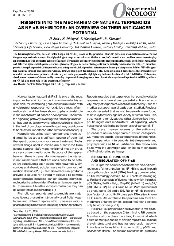 (PDF) Insights into the mechanism of natural terpenoids as NF-kB ...