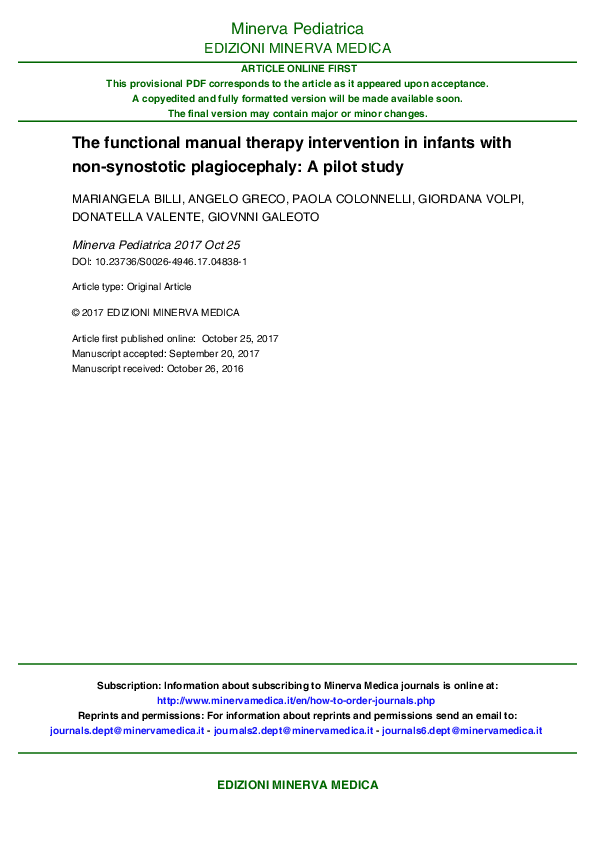 (PDF) Functional Therapy for Nonsynostotic Plagiocephaly