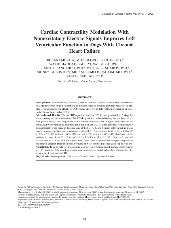 (PDF) Cardiac contractility modulation with nonexcitatory electric ...