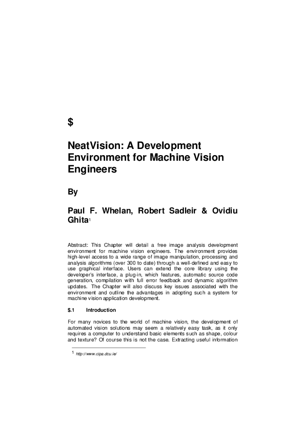 (PDF) NeatVision: Development Environment for Machine Vision Engineers ...