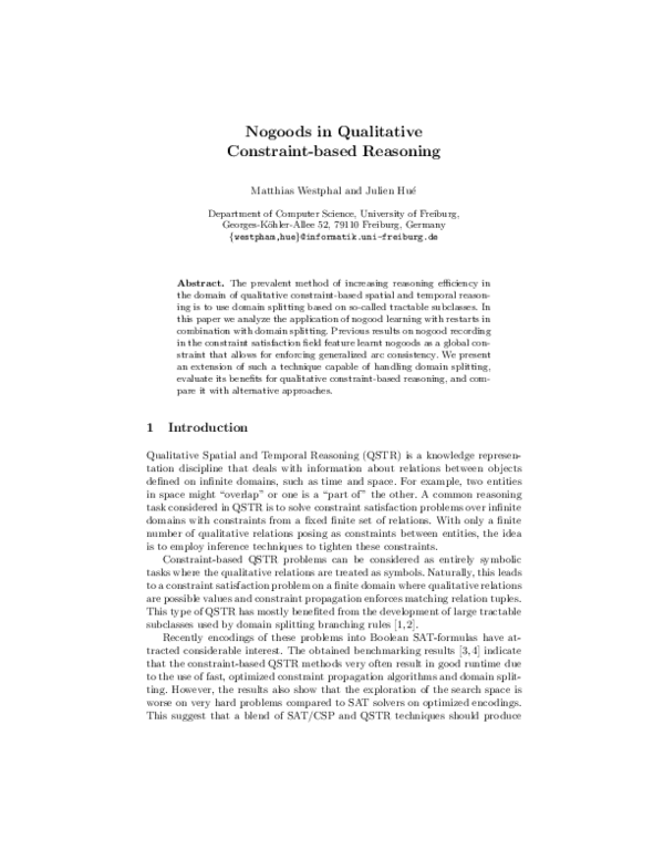 (PDF) Nogoods in Qualitative Constraint-Based Reasoning