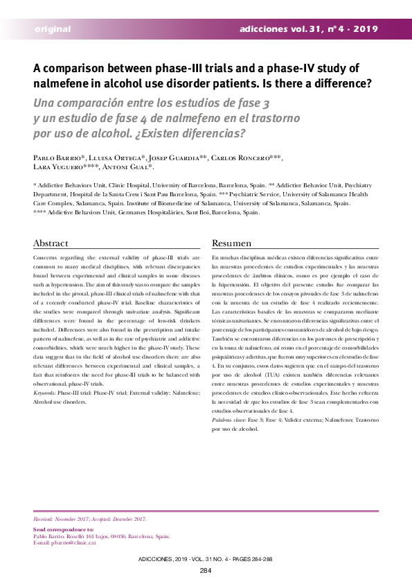 (PDF) Una comparación entre los estudios de fase 3 y un estudio de fase 4 de nalmefeno en el ...