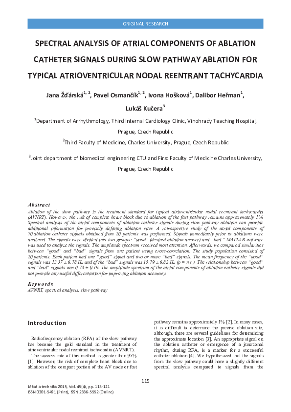 (PDF) Spectral Analysis of Atrial Components of Ablation Catheter Signals During Slow Pathway ...