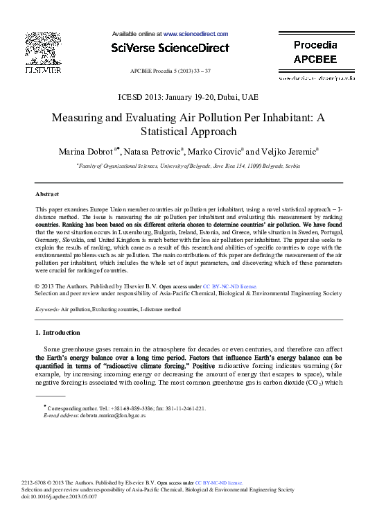 (PDF) Measuring and Evaluating Air Pollution Per Inhabitant: A ...