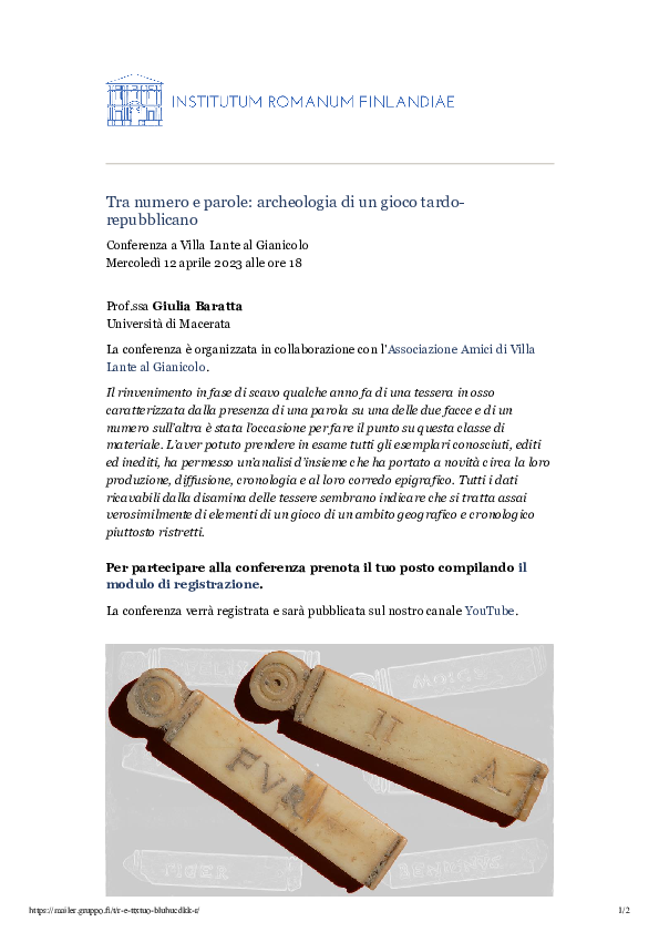 (PDF) CONFERENCE / CONFERENZA Tra numero e parole: archeologia di un ...