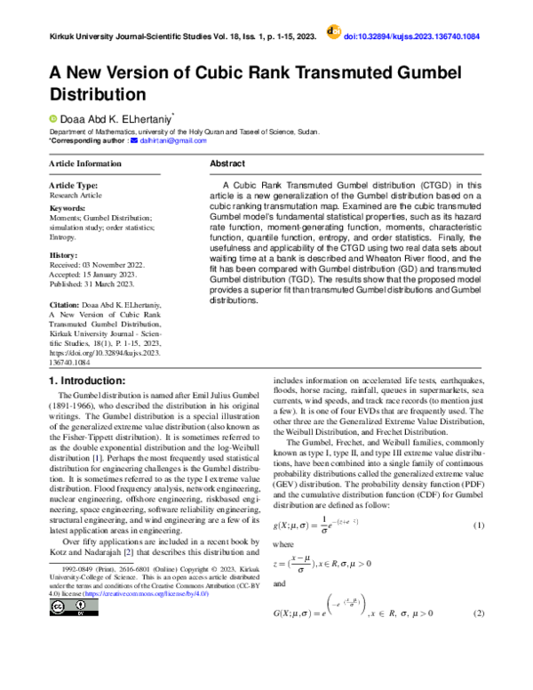 (PDF) A New Version of Cubic Rank Transmuted Gumbel Distribution