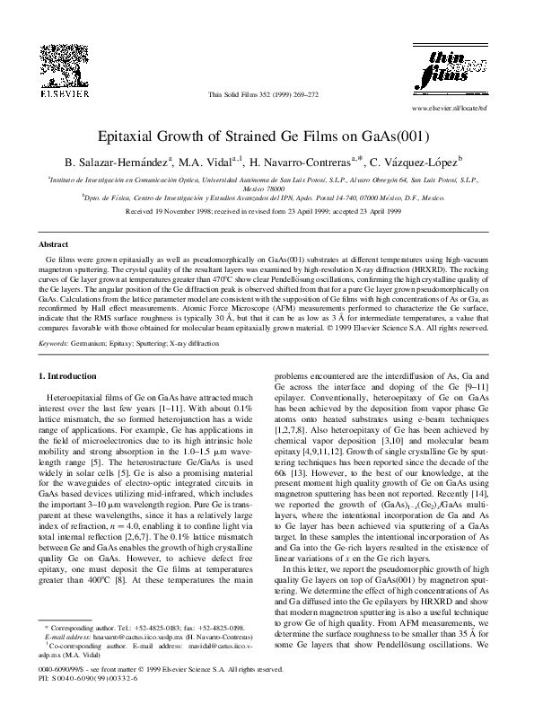 (PDF) Strained Ge Film Growth on GaAs(001) Substrate