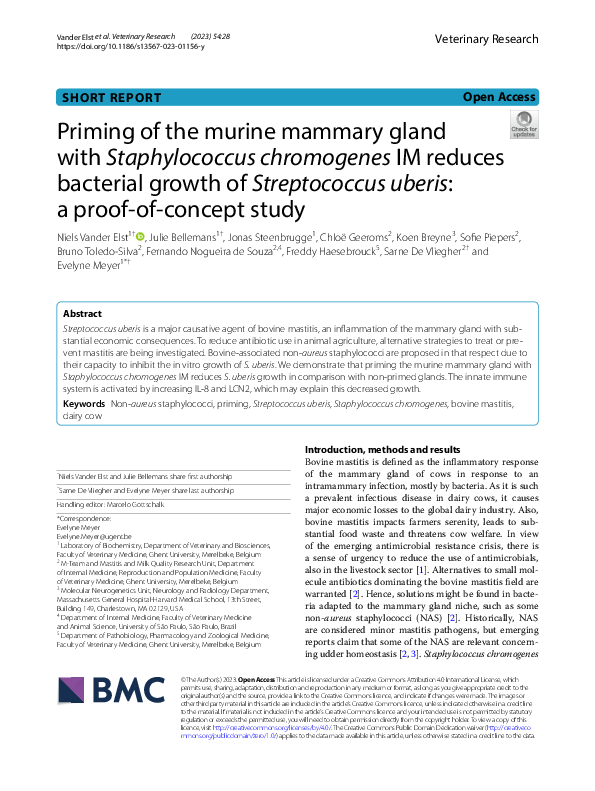(PDF) Priming of the murine mammary gland with Staphylococcus ...