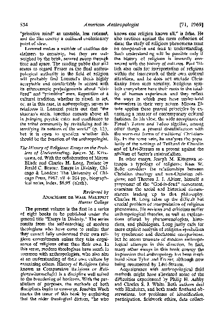 (PDF) The History of Religions: Essays on the Problem of Understanding ...