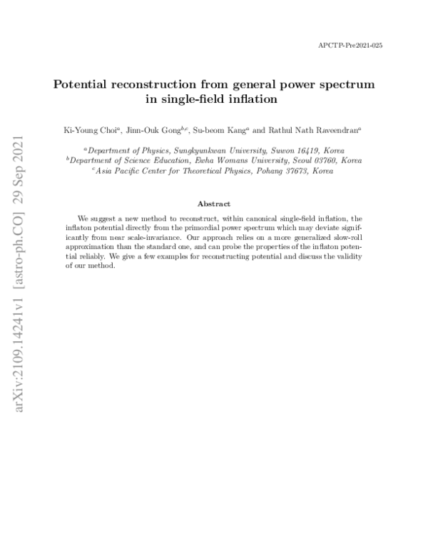 (PDF) Potential reconstruction from general power spectrum in single-field inflation