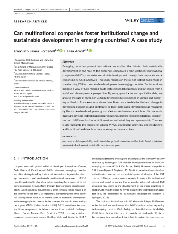 (PDF) Can multinational companies foster institutional change and ...