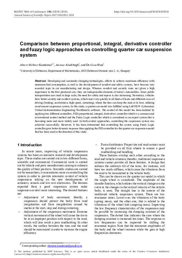 Pdf Comparison Between Proportional Integral Derivative Controller And Fuzzy Logic