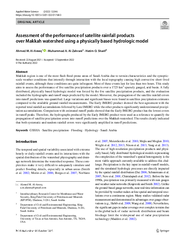 (PDF) Assessment of the performance of satellite rainfall products over Makkah watershed using a ...