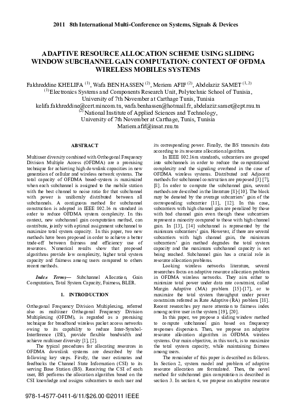 Pdf Adaptive Resource Allocation Scheme Using Sliding Window