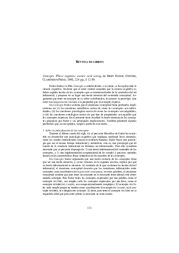 (PDF) Concepts: where cognitive science went wrong", de Jerry Fodor
