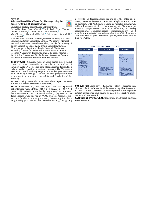(PDF) TCT-767 Safety and Feasibility of Same Day Discharge Using the ...