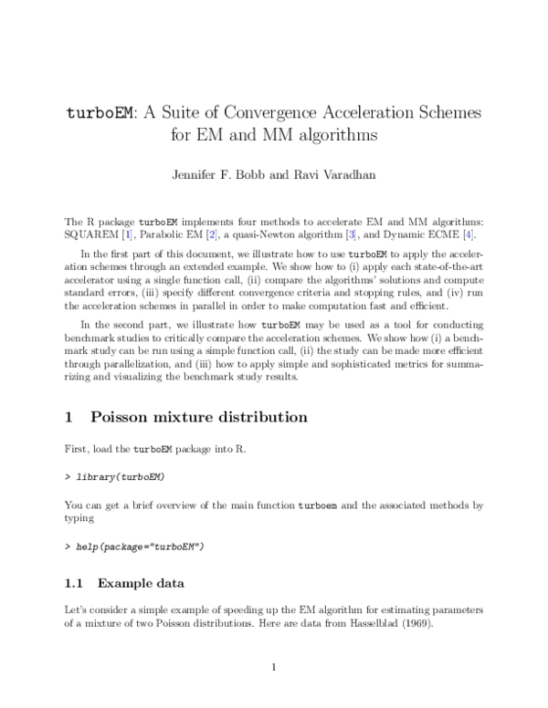 (PDF) turboEM: A Suite of Convergence Acceleration Schemes for EM and MM algorithms