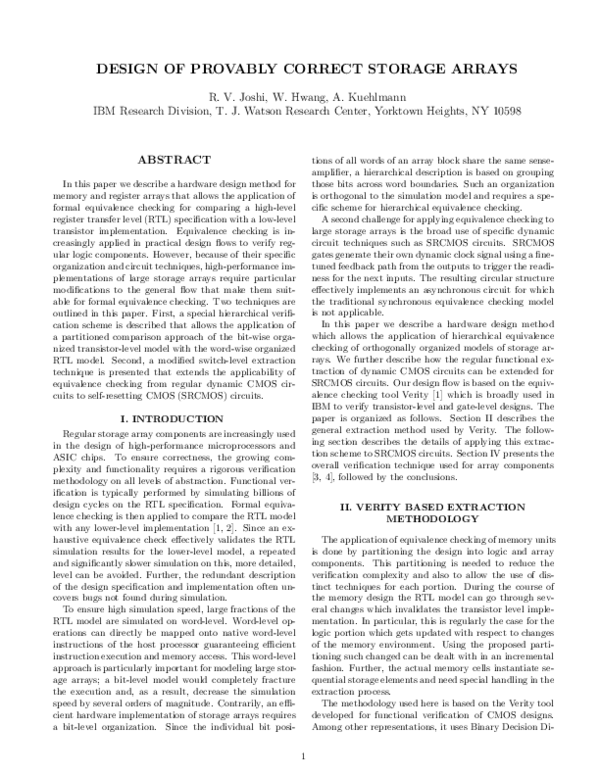 Design Of Provably Correct Storage Arrays