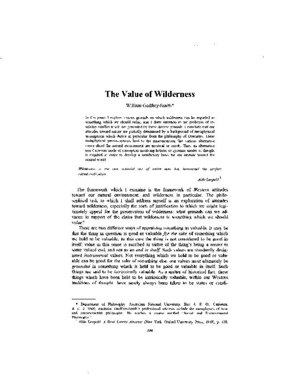 (PDF) The Value of Wilderness