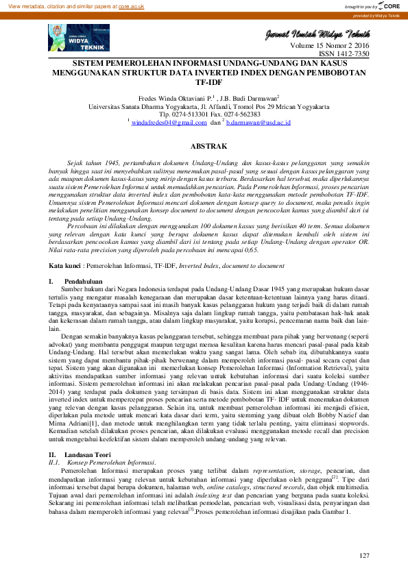 (PDF) Sistem Pemerolehan Informasi Undang-Undang Dan Kasus Menggunakan Struktur Data Inverted ...