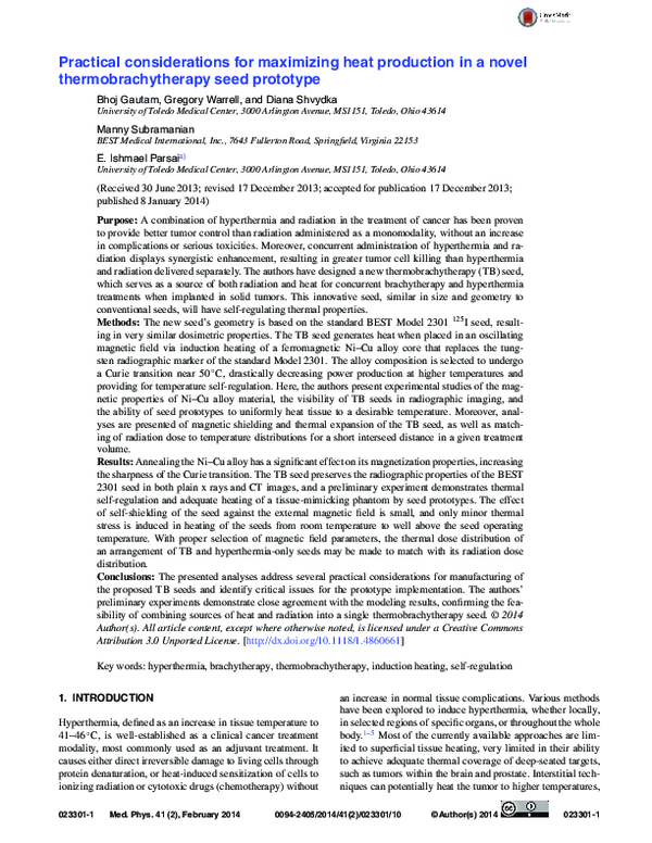 (PDF) Practical considerations for maximizing heat production in a ...