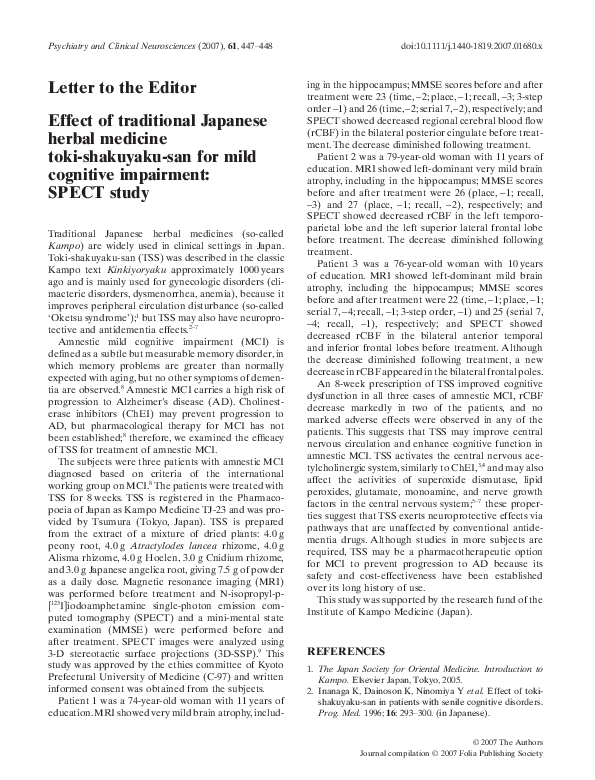 (PDF) Effect of traditional Japanese herbal medicine toki-shakuyaku-san ...