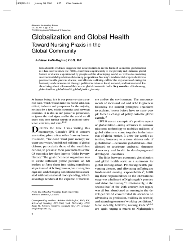 (PDF) Globalization and Global Health