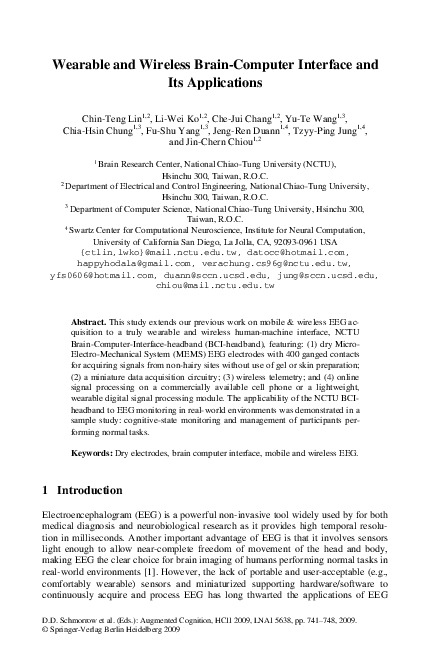 (PDF) Wearable and Wireless Brain-Computer Interface and Its Applications
