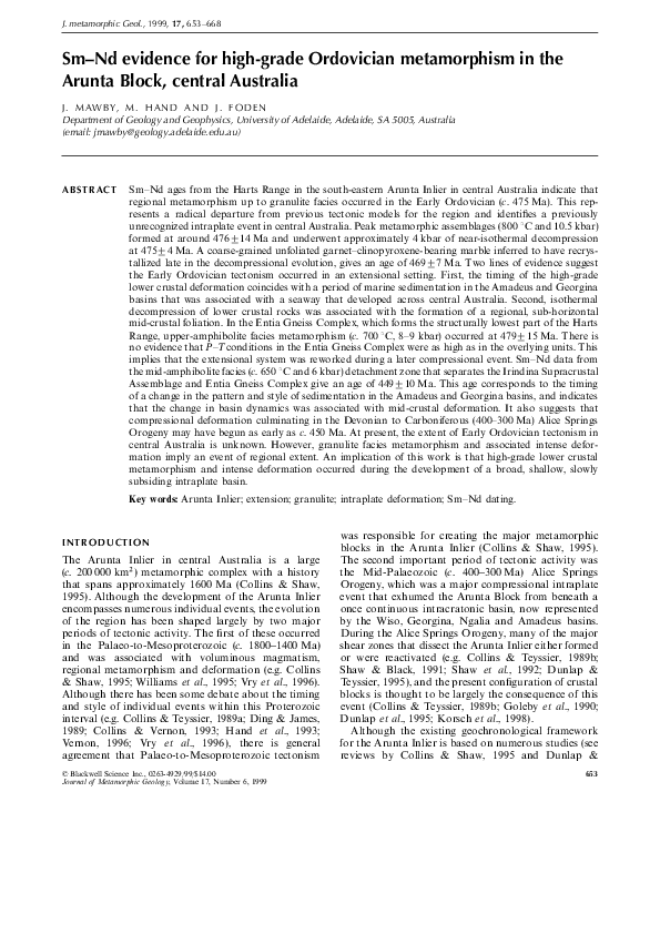(PDF) Sm-Nd evidence for high-grade Ordovician metamorphism in the ...